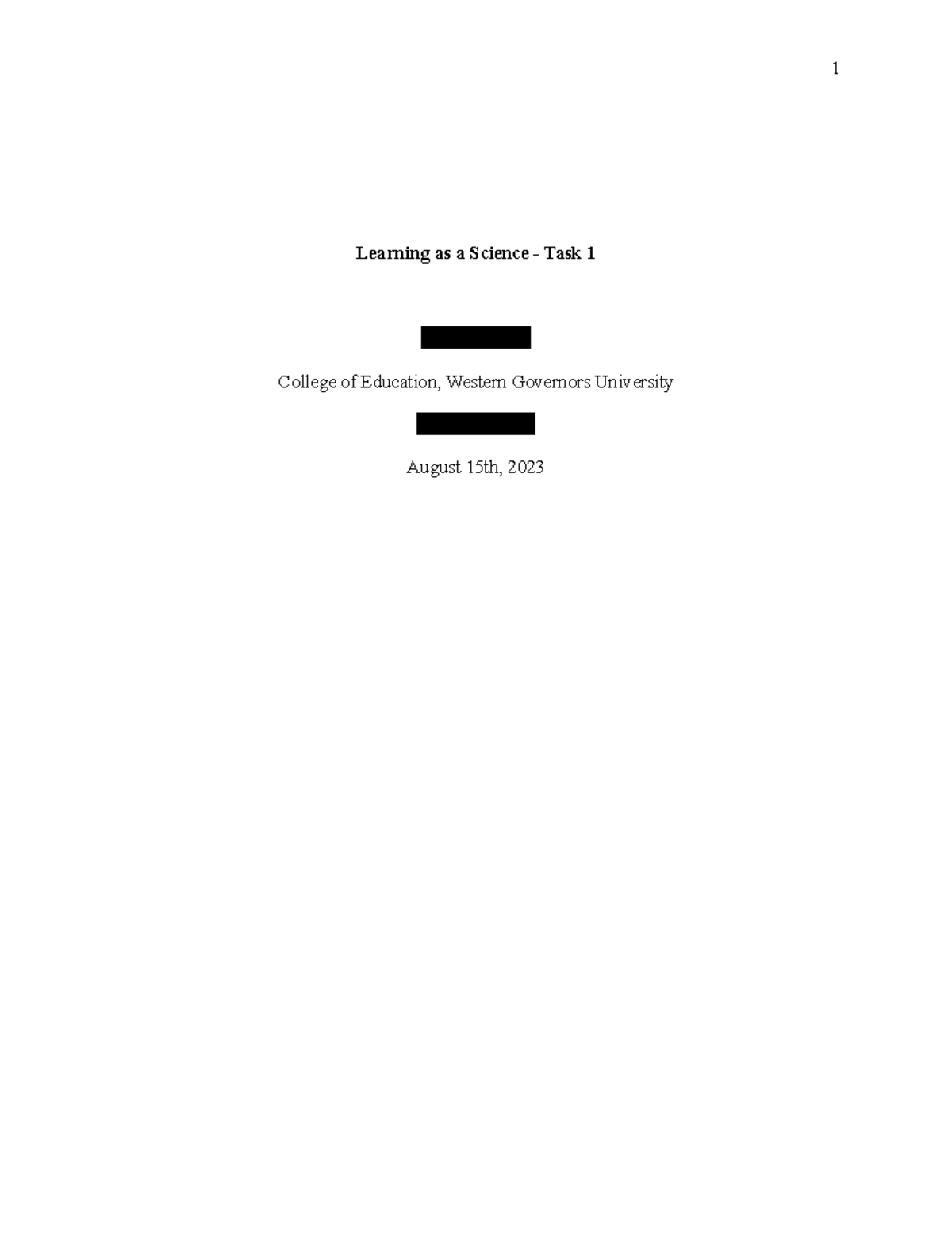 Learning as a Science - Task 1 - Lori Ramey August 15th, 2023 Classroom Atmosphere Learner - Studocu