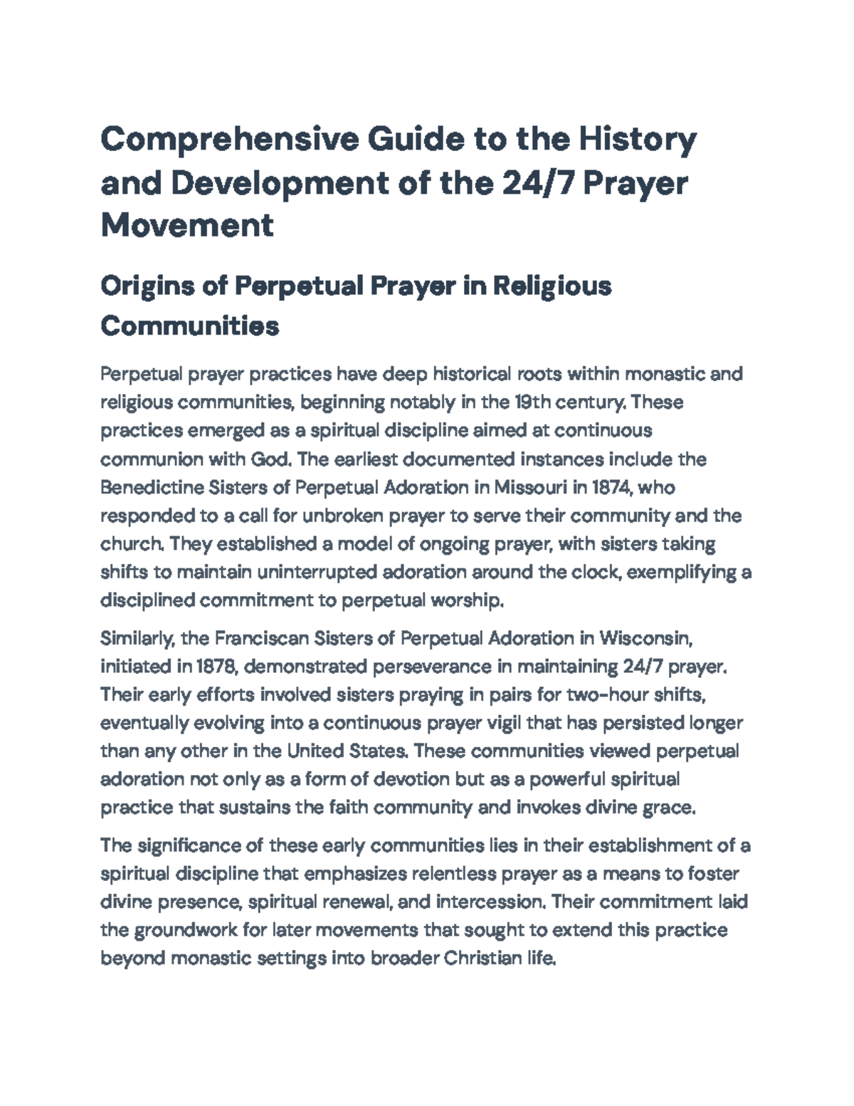 Comprehensive Overview of the 24/7 Prayer Movement and Its Global ...