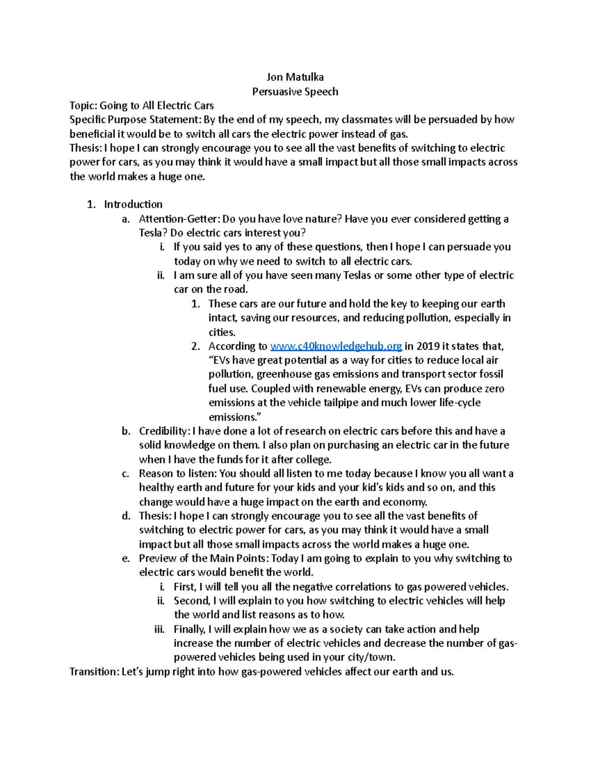 Persuasive Speech on Electric Cars - Benefits for Our Future - Studocu