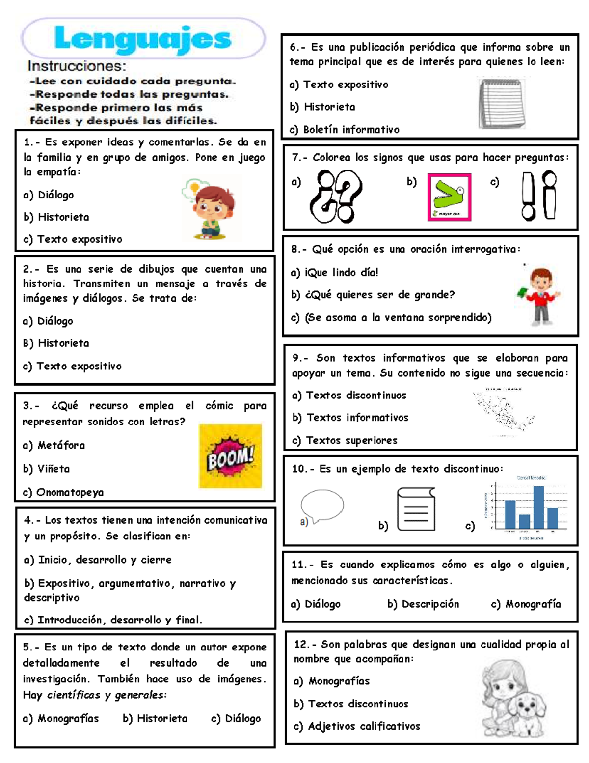 Lenguajes - Examen sobre Textos Informativos y Discontinuos - Studocu
