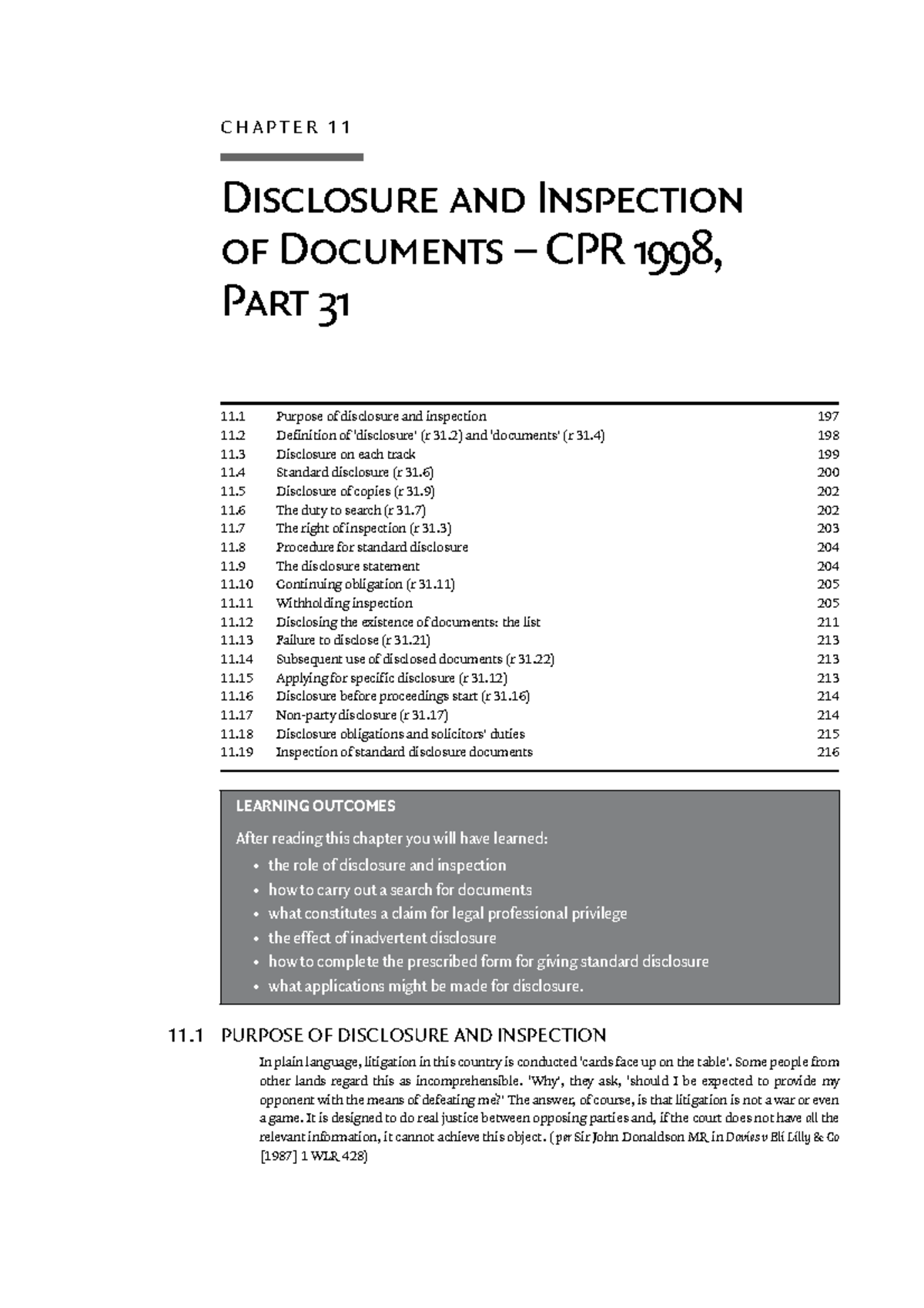 Disclosure and Inspection of Documents – CPR 1998, Part 31 - Studocu