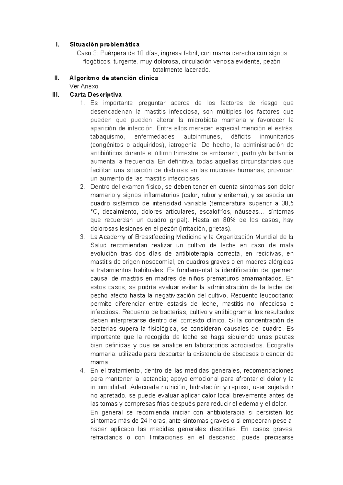 S3 Caso Clínico: Mastitis Infecciosa en Puérpera de 10 Días - Studocu