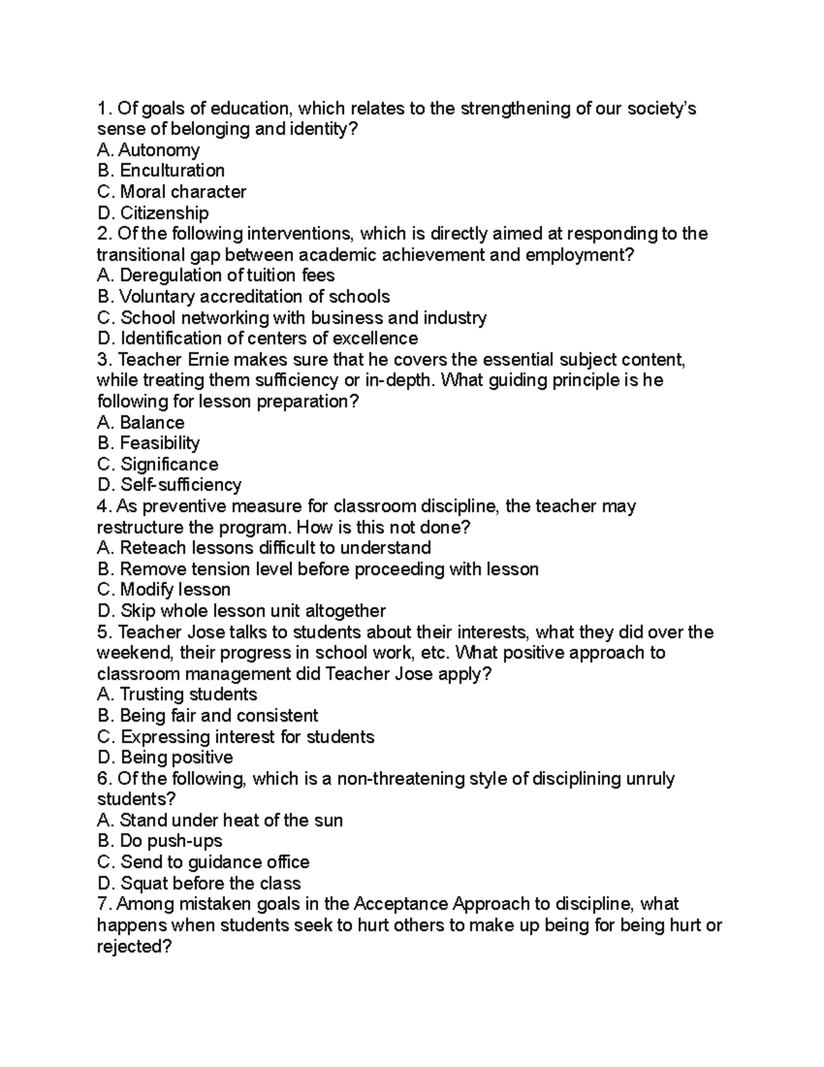 Professional Education Review 3: Key Concepts and Insights - Studocu