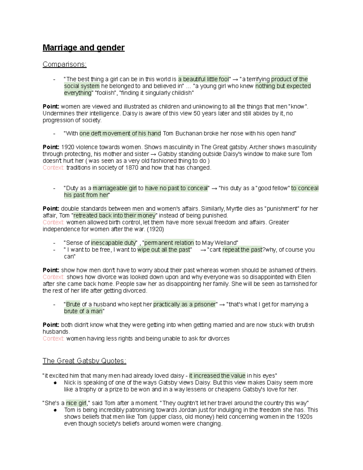 Comparative Analysis of Gender Roles in Age of Innocence & Great Gatsby ...