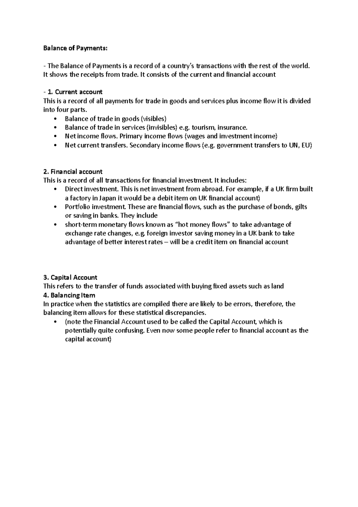 Balance of Payments - It shows the receipts from trade. It consists of ...