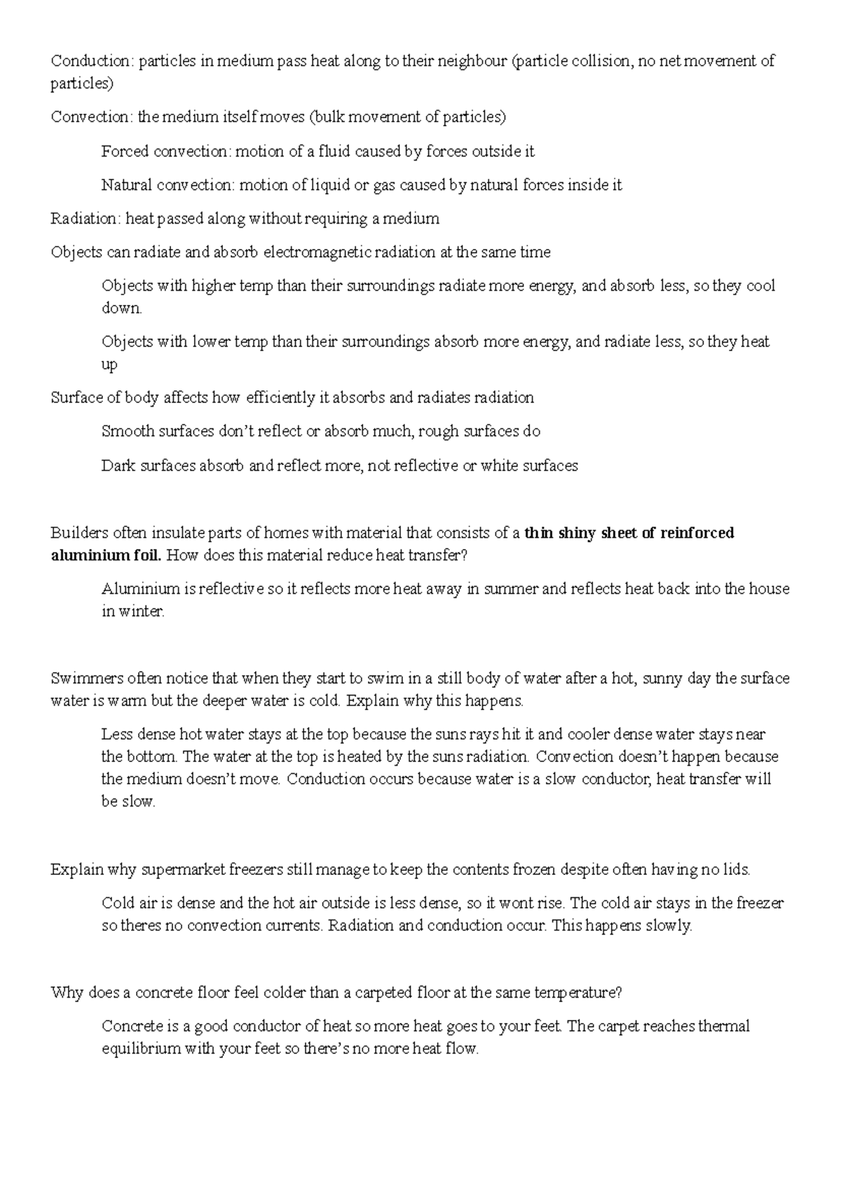Physics Heat Test Review (PHYS 101): Conduction, Convection, and ...