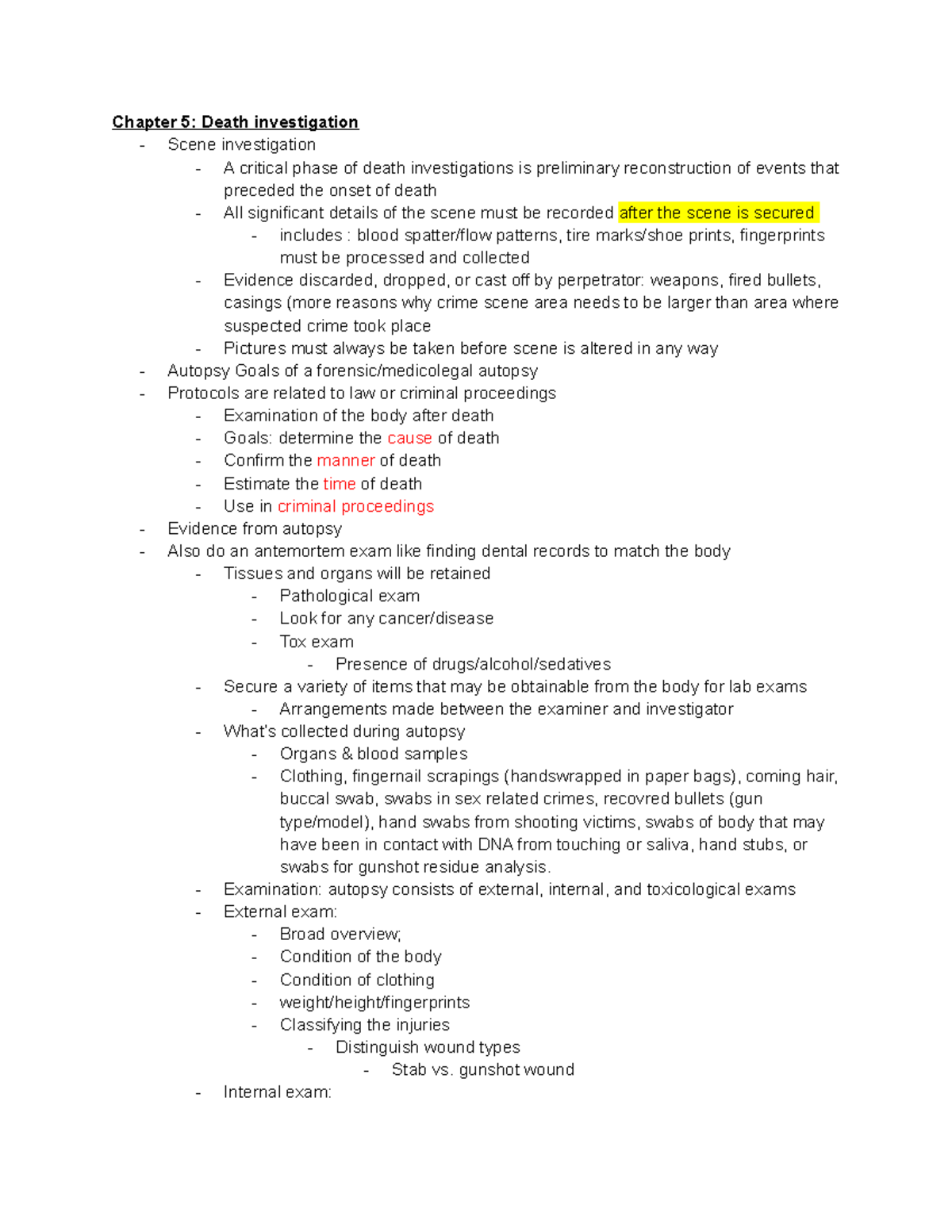 Chapter 5: Forensic Death Investigation Techniques and Protocols - Studocu