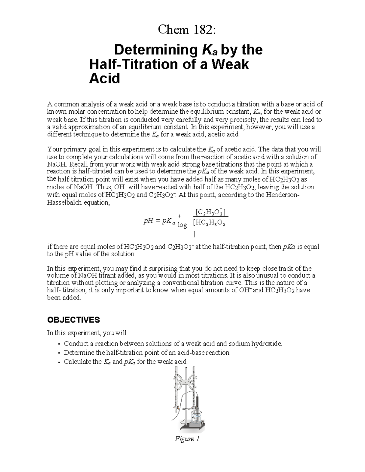 CHEM 182 Determining Ka of a weak acid Fall 2020 online - Chem 182 ...