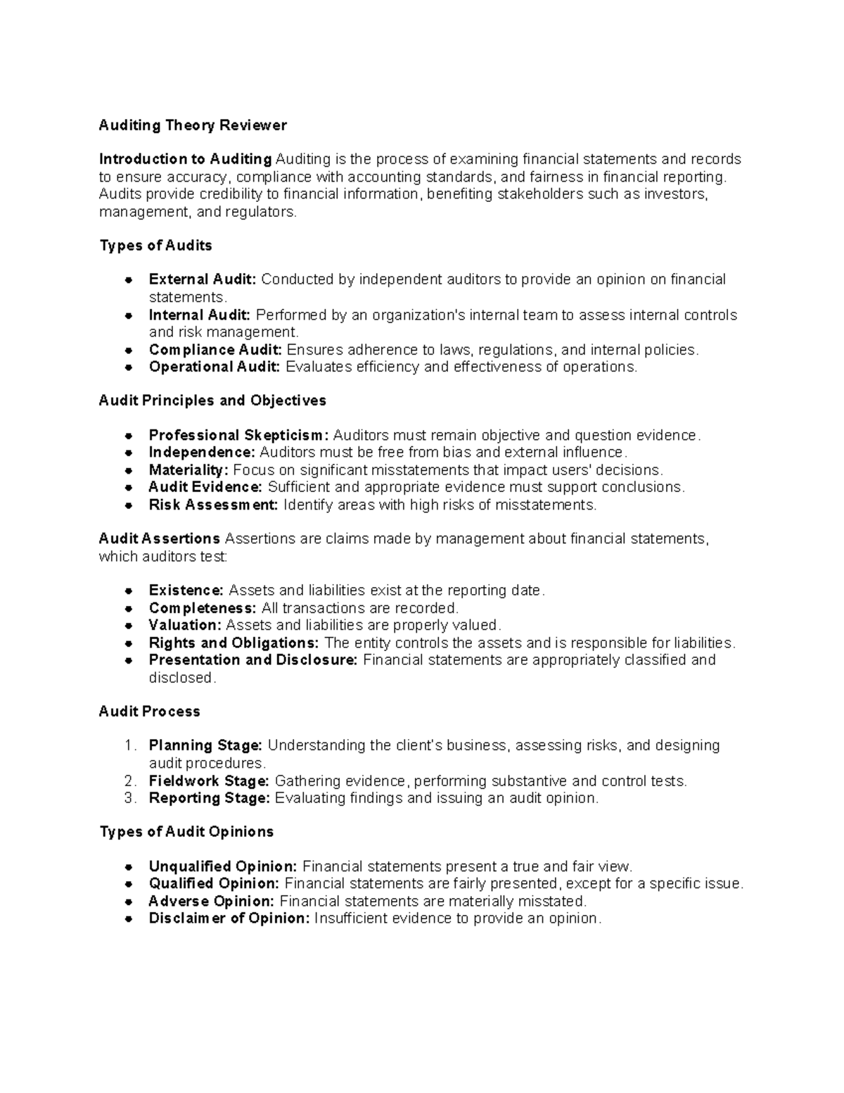 Auditing Theory Reviewer - Auditing Theory Reviewer Introduction to ...