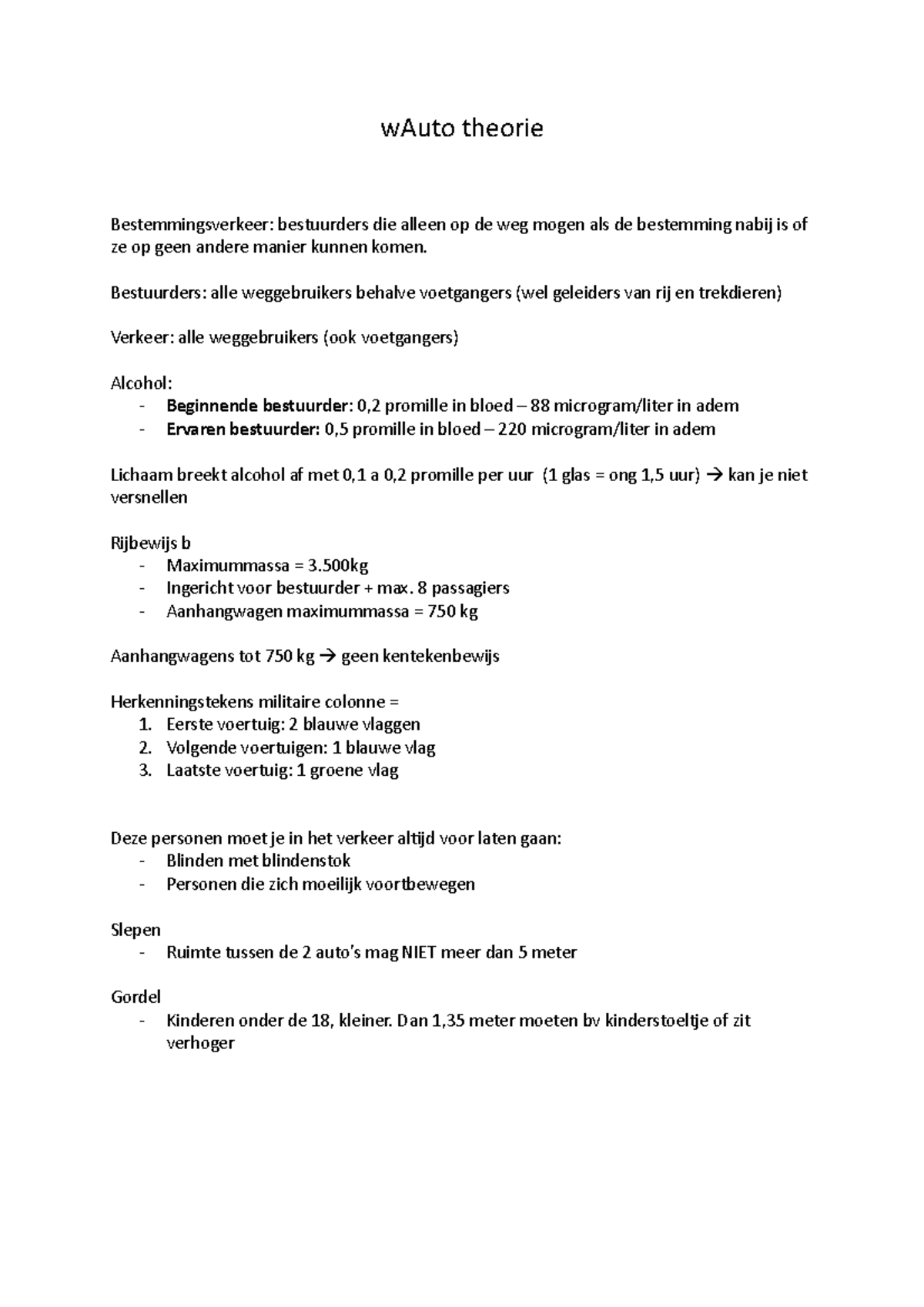 Auto Theorie: Belangrijkste Verkeersregels en Informatie - Studeersnel