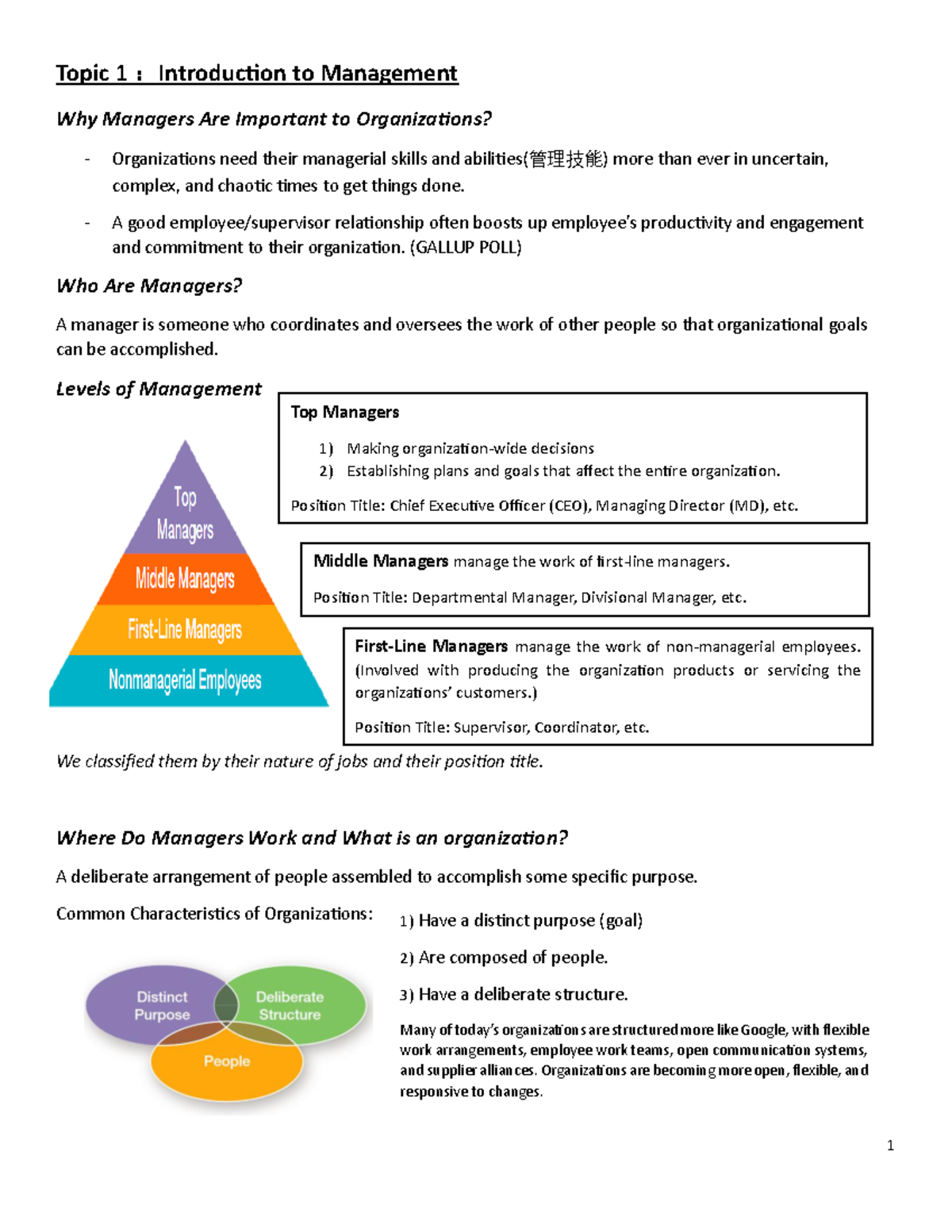 Management 101: Intro to Management & Managerial Roles (MNGT 101) - Studocu
