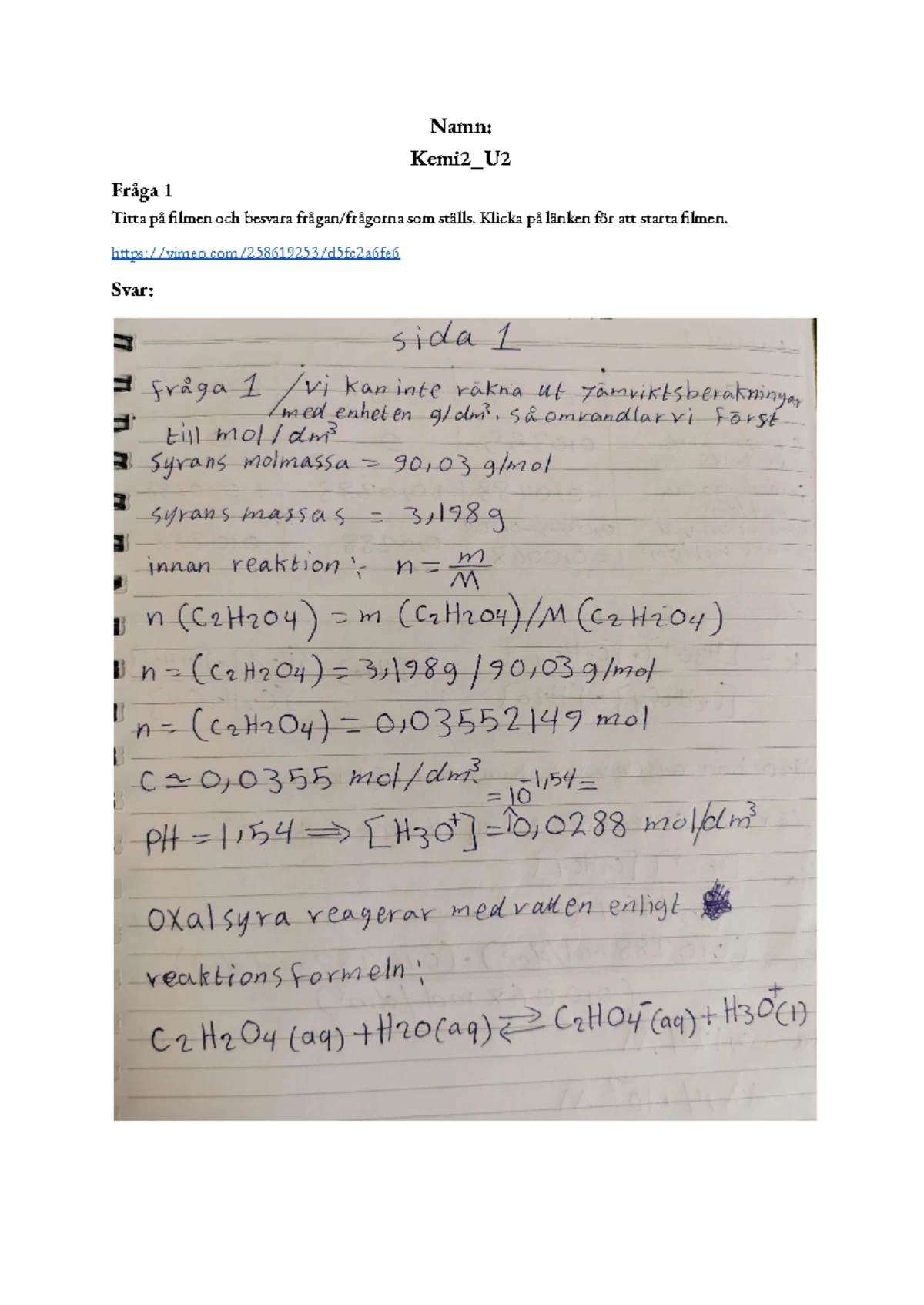 Kemi 2 Laboration 2: Titrering av Starka och Svaga Syror (KEMKEM02 ...