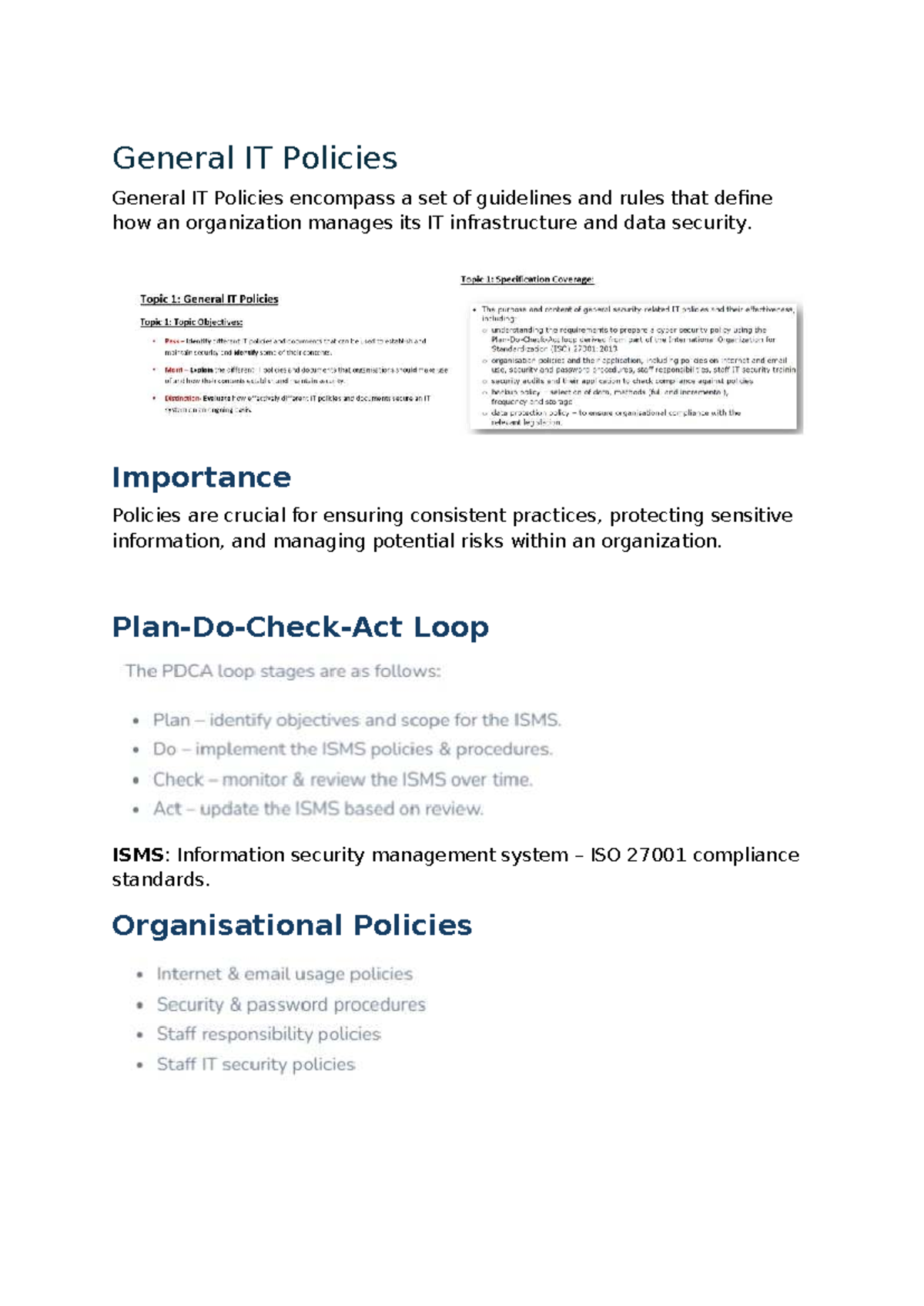 General IT Policies Overview and Best Practices Guide - Studocu