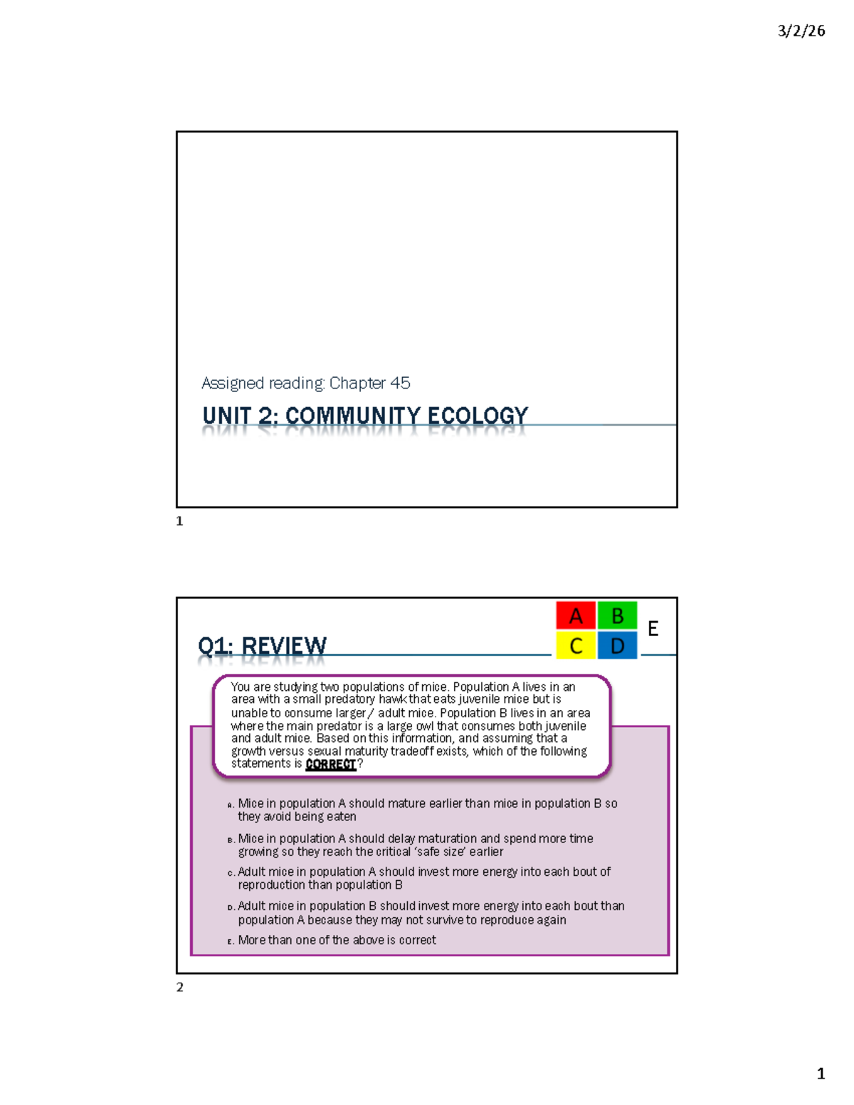 Community Ecology: Chapter 45 Review Questions (Unit 2) - Studocu