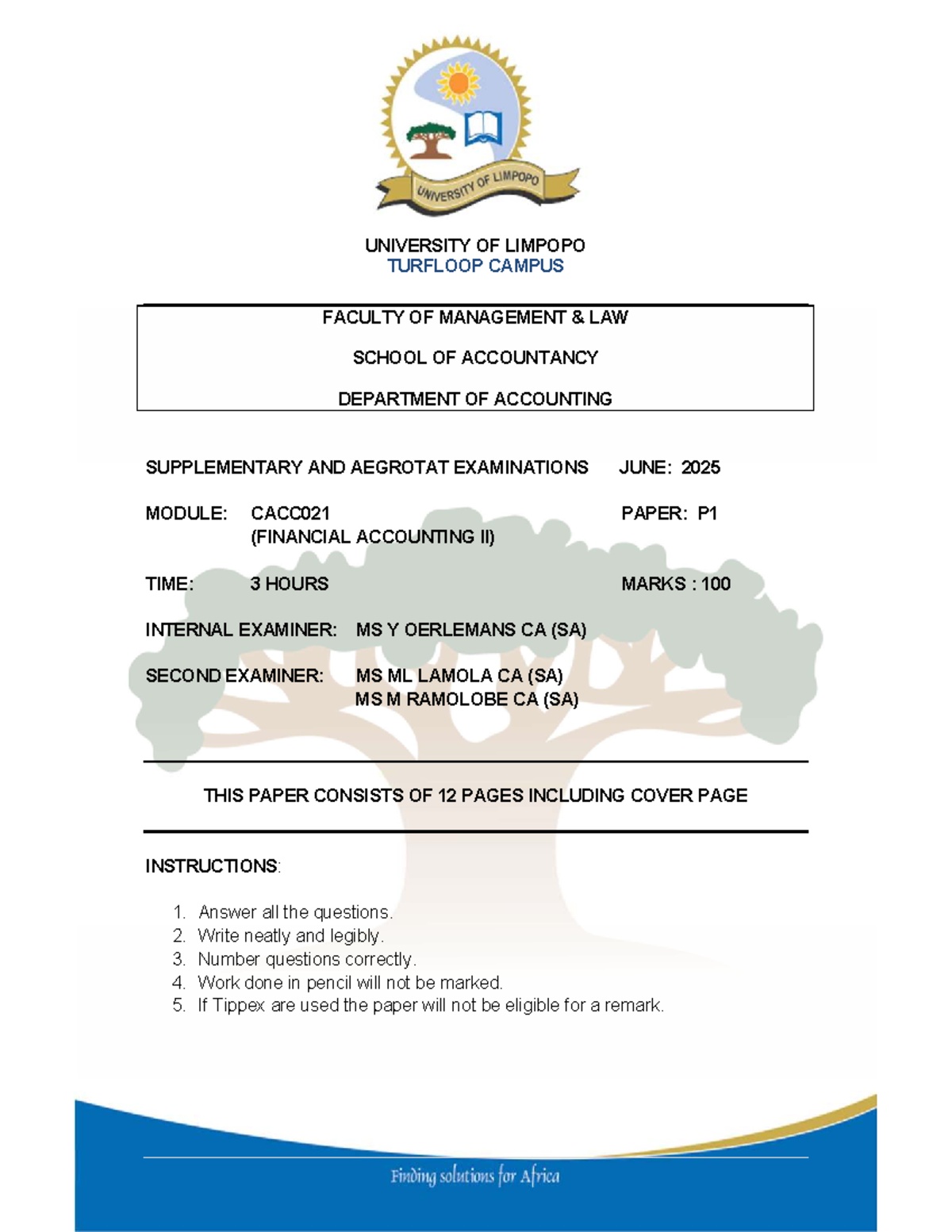 CACC021 SUPPLEMENTARY EXAM QUESTION PAPER - FINANCIAL ACCOUNTING II ...