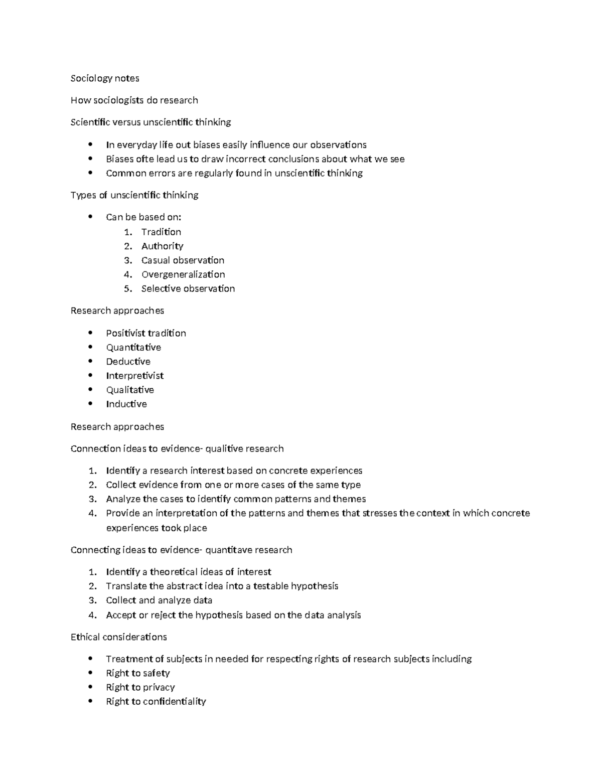 Sociology Chapter 2: Research Methods, Ethics, and Validity - Studocu
