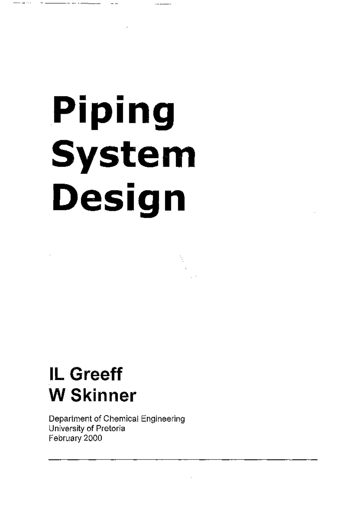 Piping System Design - Chemical Engineering Notes (CHE 200) - Studocu