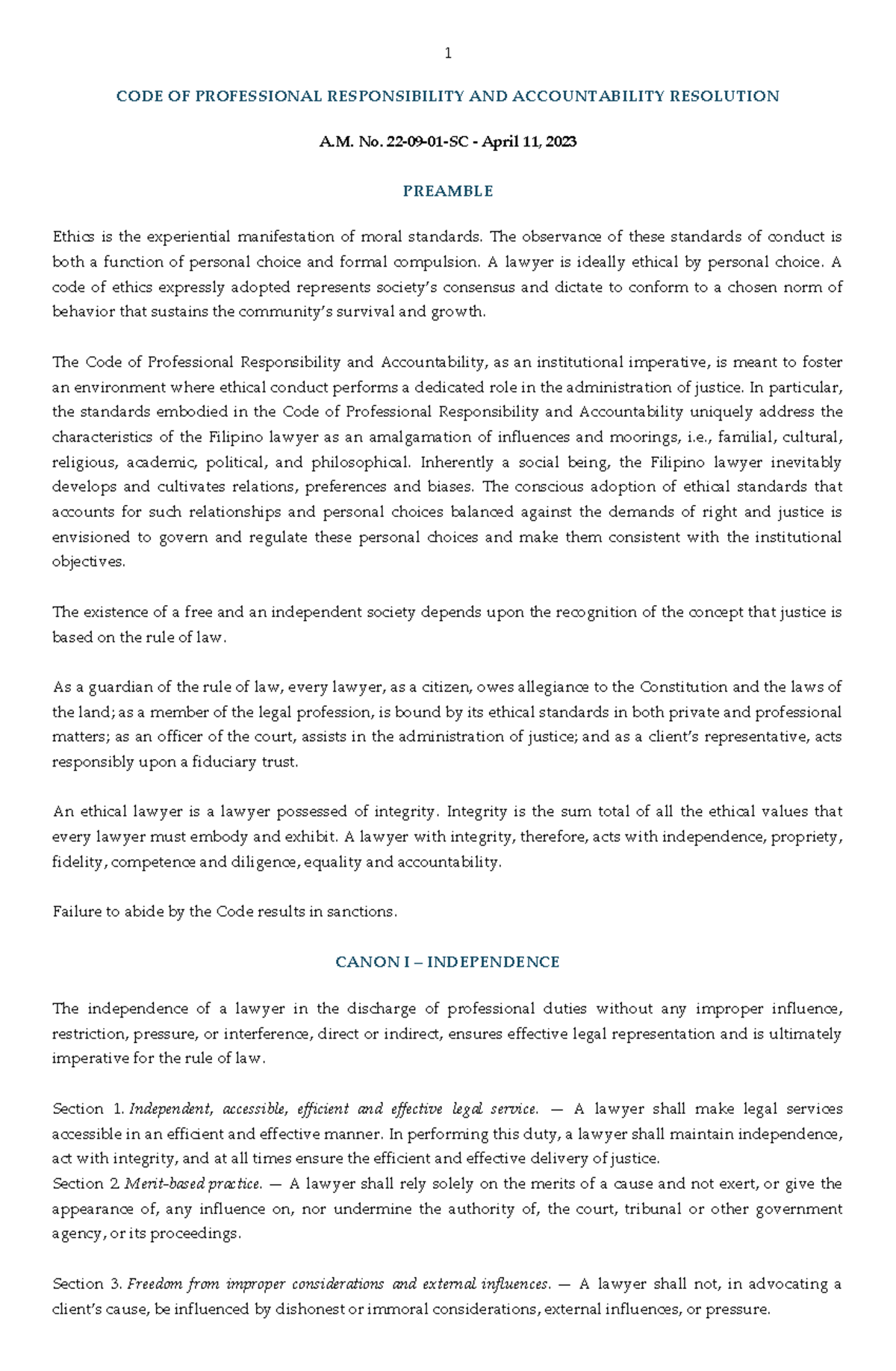 CPRA 2023 - Detailed Review of New Code of Professional Responsibility ...