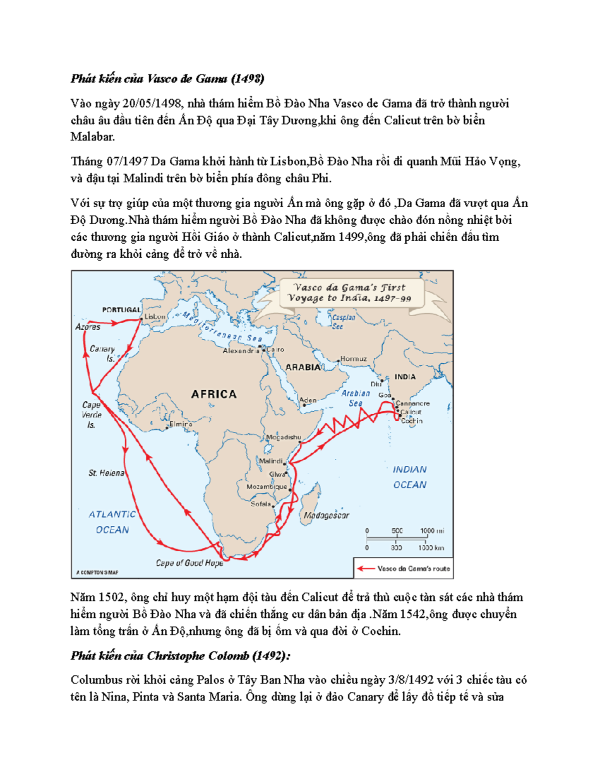 Cuộc Khám Phá Của Vasco de Gama Và Christopher Columbus - Studocu