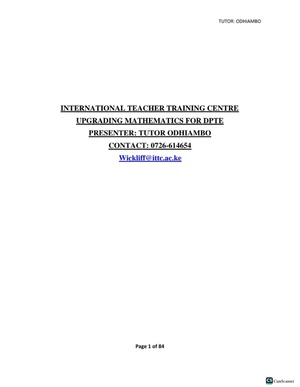 Mathematics notes for primary teachers CBC - TUTOR: ODHIAMBO ...