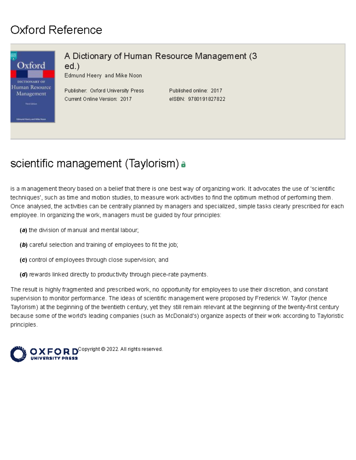 HRM 101: Understanding Scientific Management and McDonaldization ...