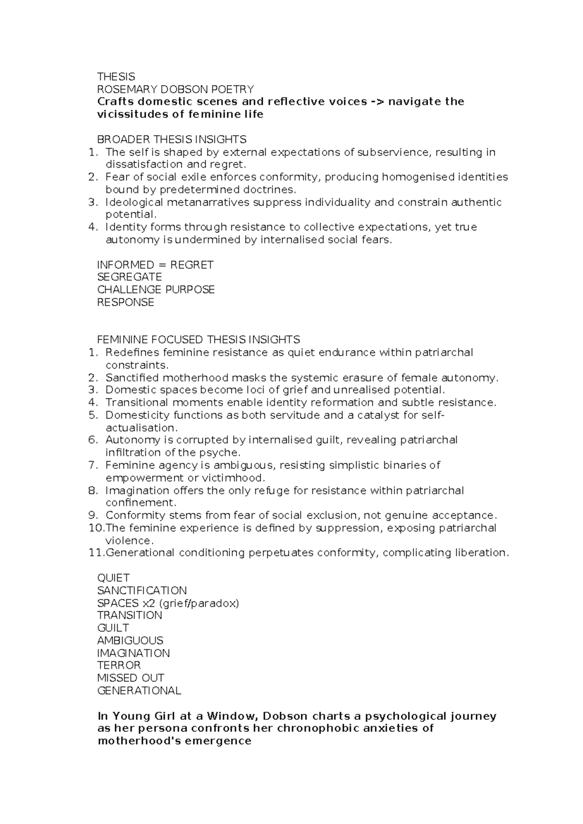 Advanced Eng Alpha Essays HSC: Exploring Feminine Identity in Rosemary ...