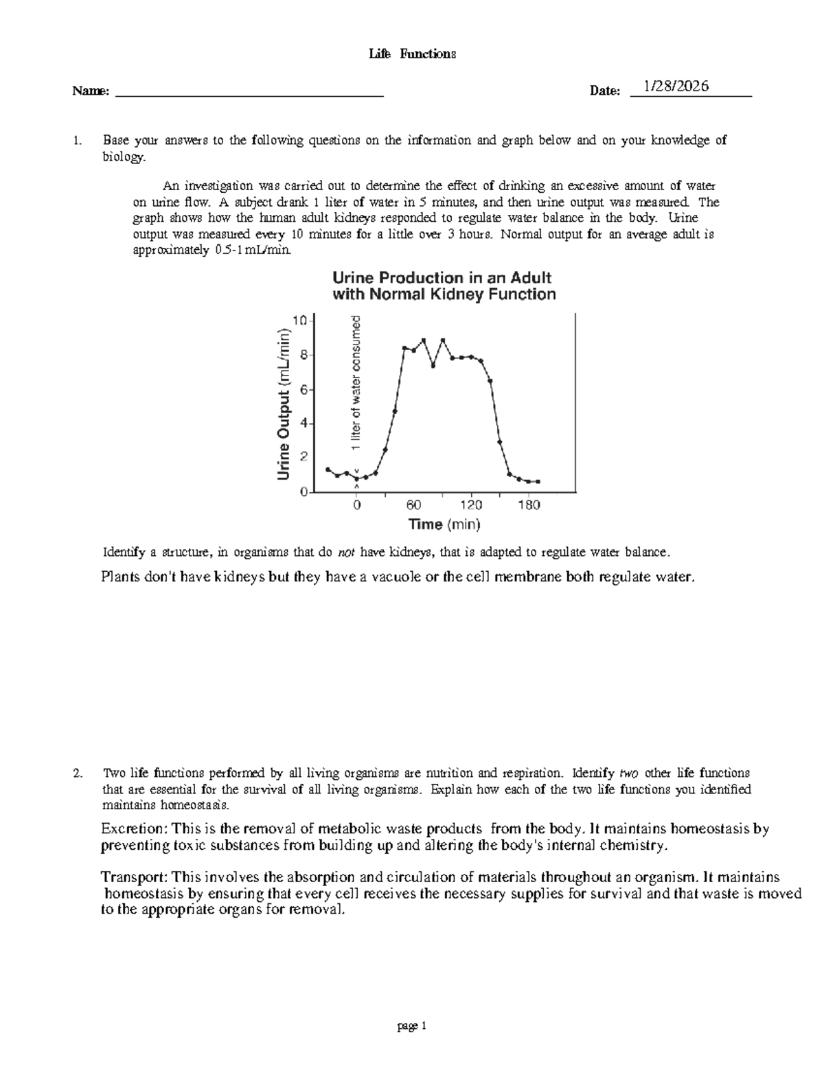 Life Functions in Biology: Understanding Homeostasis and Energy - Studocu