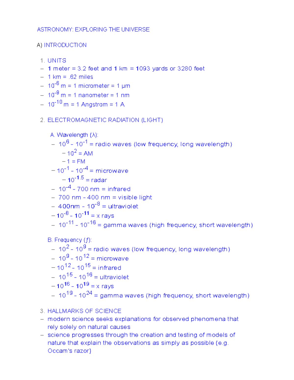 Astronomy 101: Test 1 Study Notes and Key Concepts - Studocu