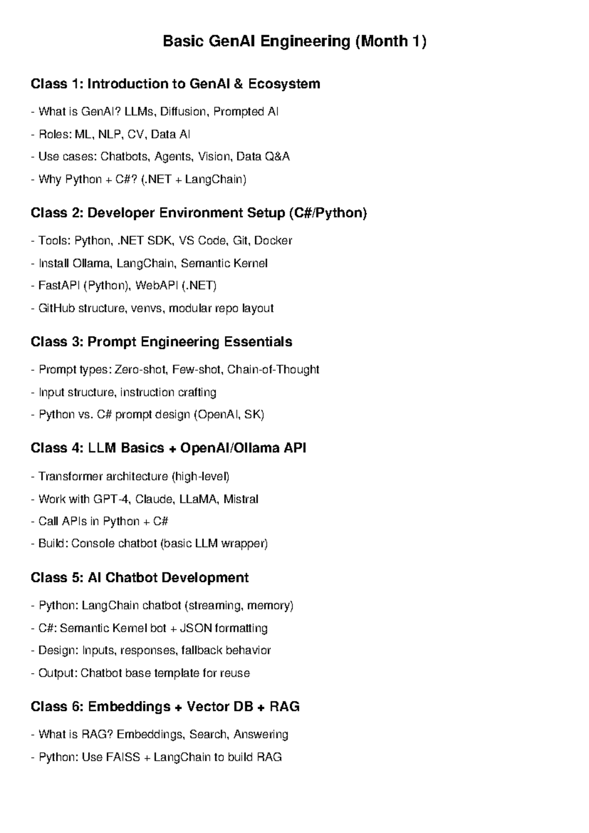 Complete GenAI Engineering 2-Month Program Overview and Classes - Studocu