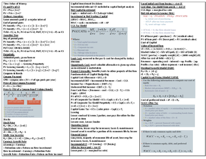 Cheat sheet for finance - r capital expenditures NPV Accept IRR Accept Chapters Capital ...