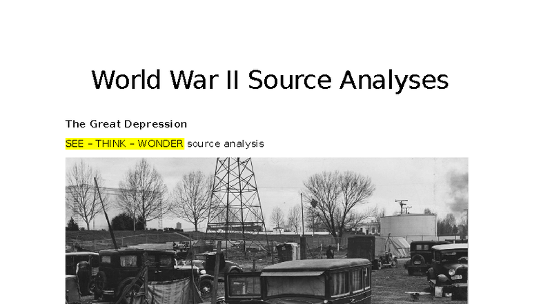 World War II Source Analyses: The Great Depression & Nazi Propaganda ...
