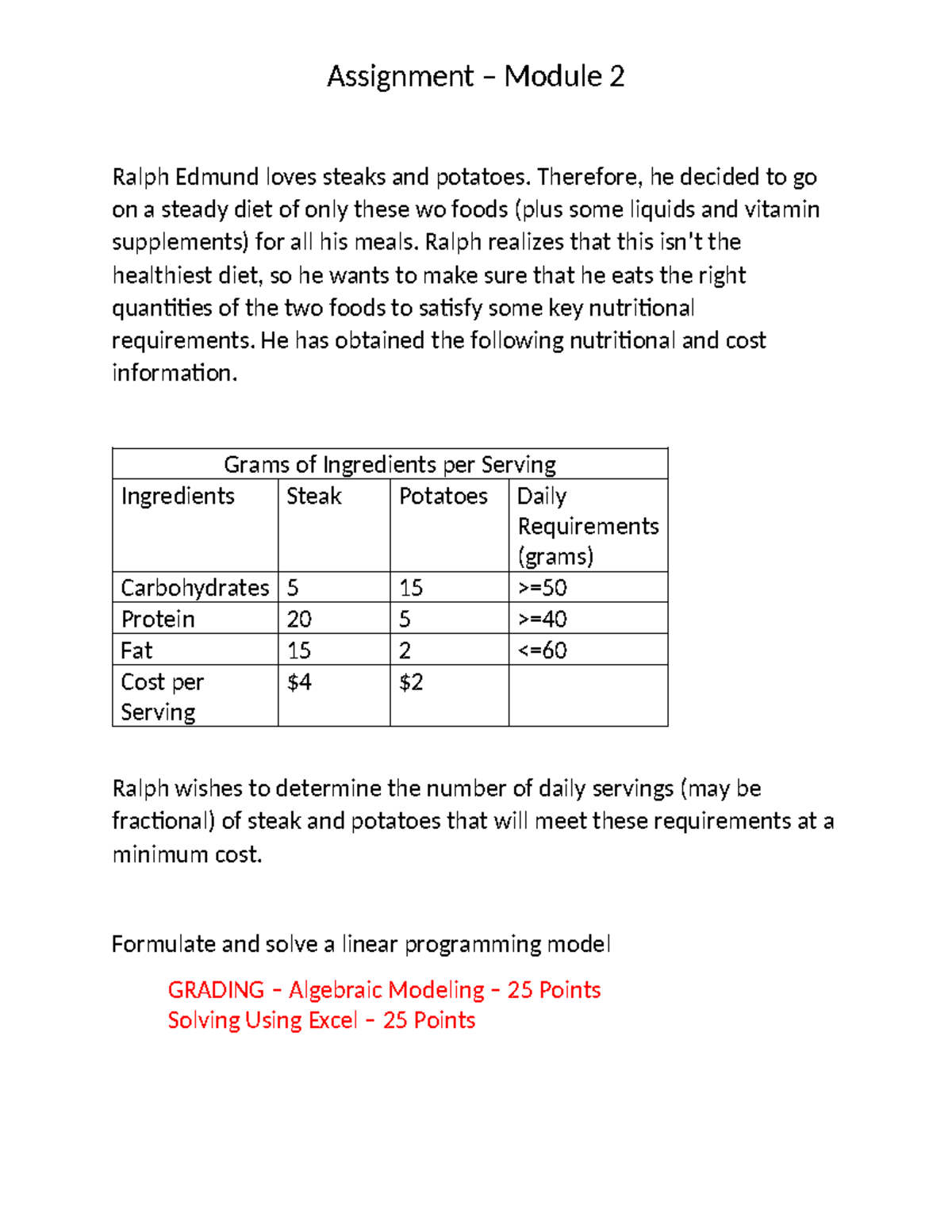 Module 2 assignment - Trying to do linear equations - Assignment ...