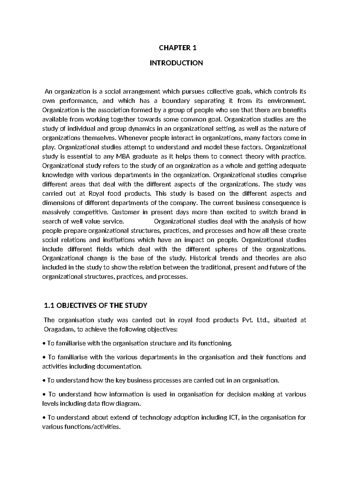 CHAPTER 1 - INTRODUCTION TO ORGANIZATIONAL STUDIES IN MBA - Studocu