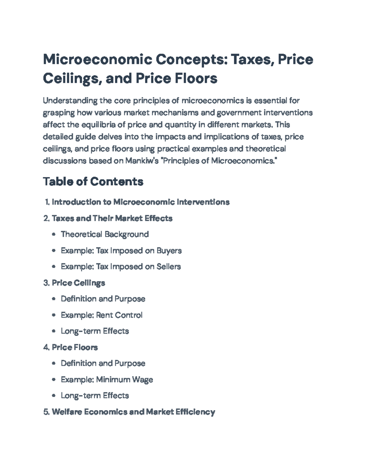 Microeconomics: The Effects of Taxes, Price Ceilings, and Floors ...