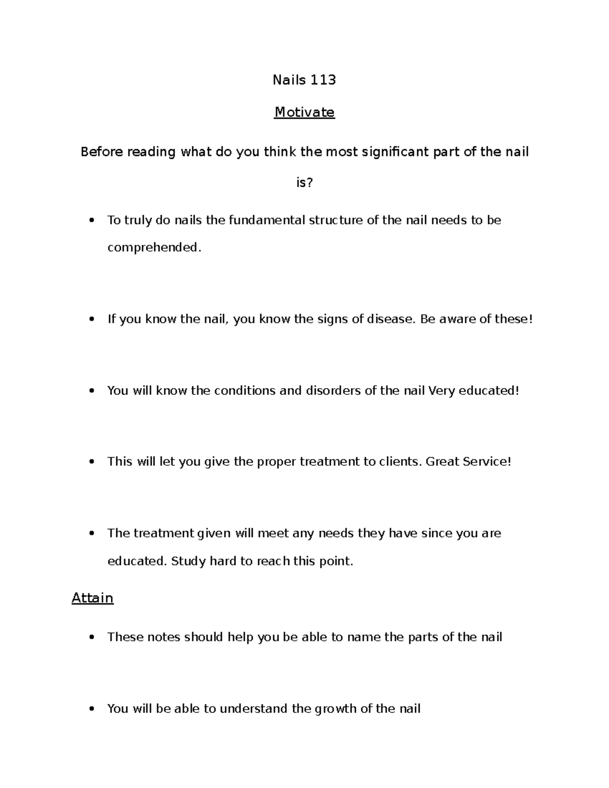 Nail 113: Comprehensive Notes on Nail Theory and Structure - Studocu