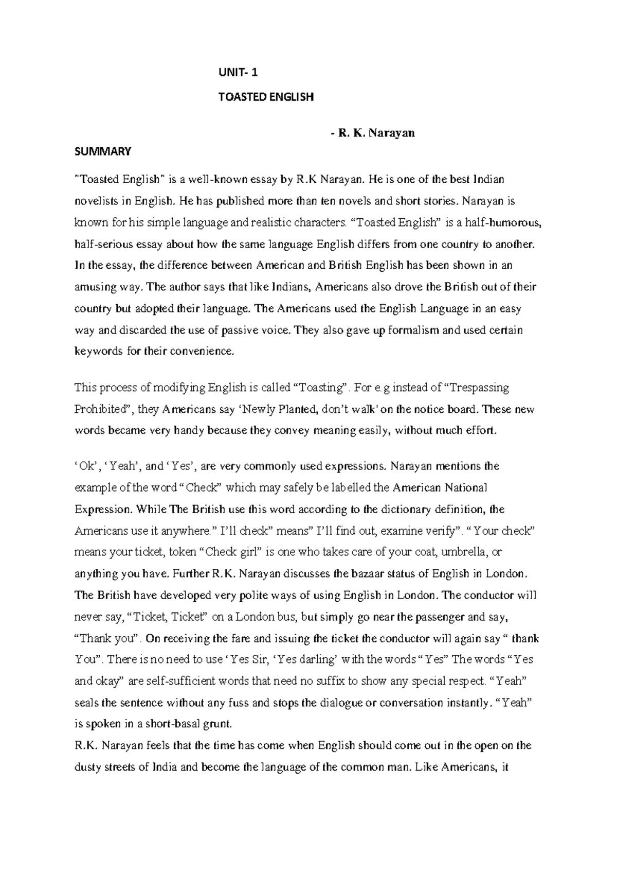 748498952 English I I SEM Material UPTO V Units 1 - UNIT- 1 TOASTED ...