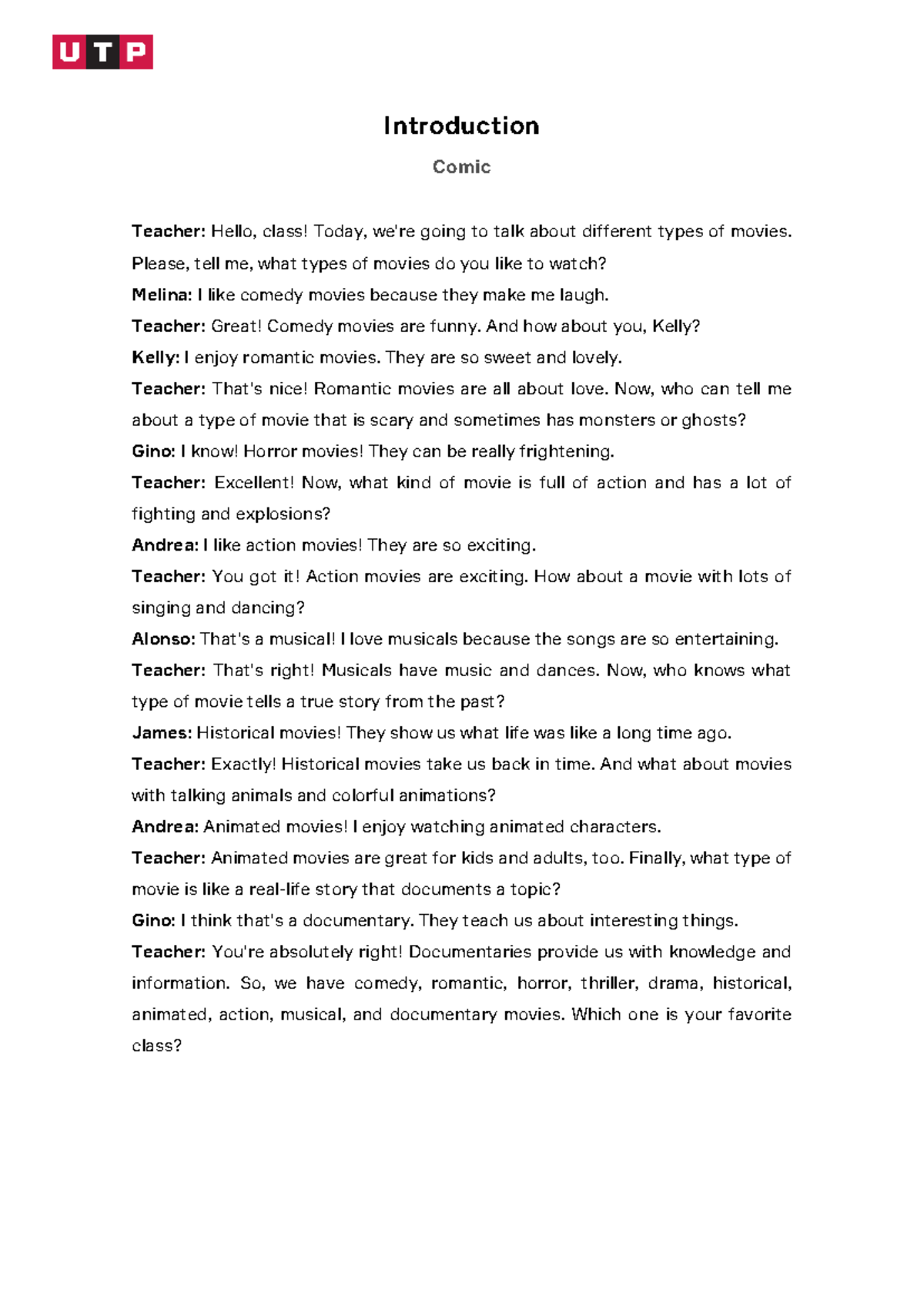 Week+16+-+Scrip Pwrqyu - Introduction Comic Teacher: Hello, class ...
