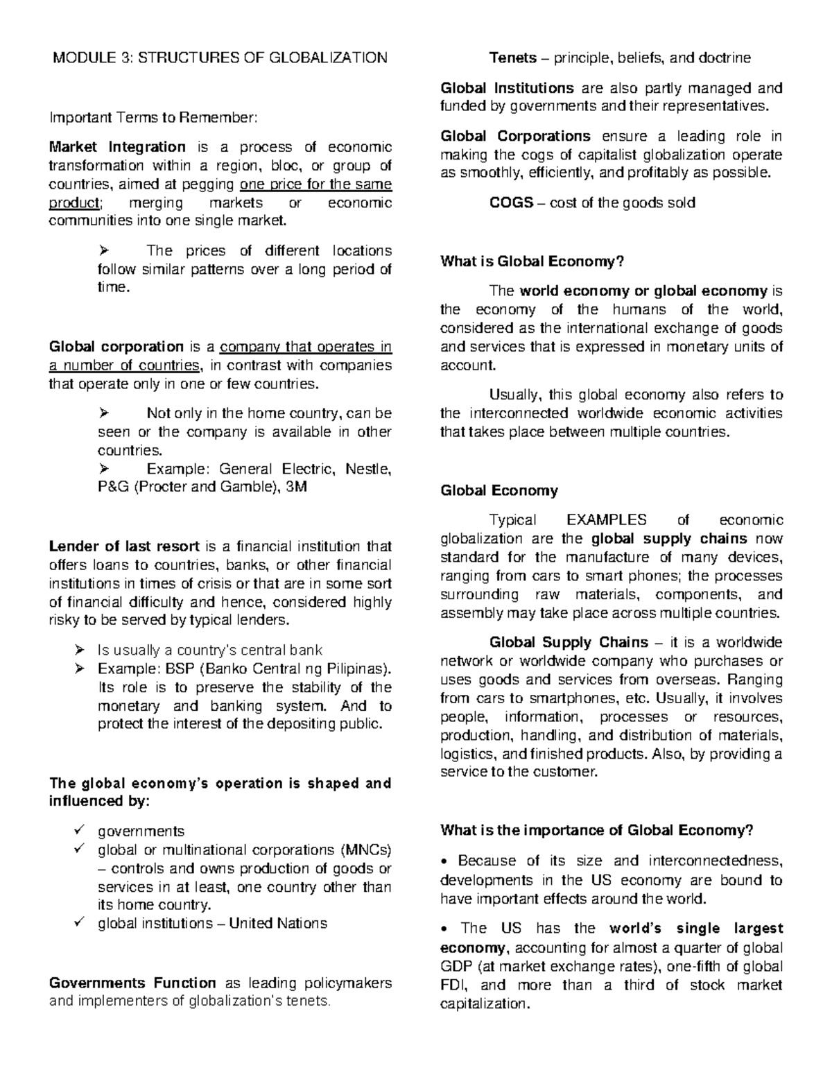 Module 3 - The Contemporary World - MODULE 3: STRUCTURES OF ...