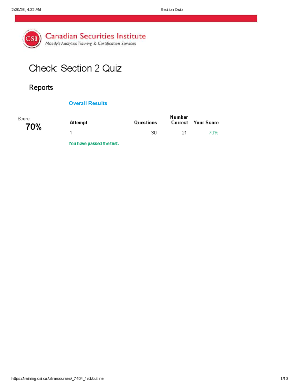 4:32 AM Section 2 Quiz Results and Feedback Summary - Studocu