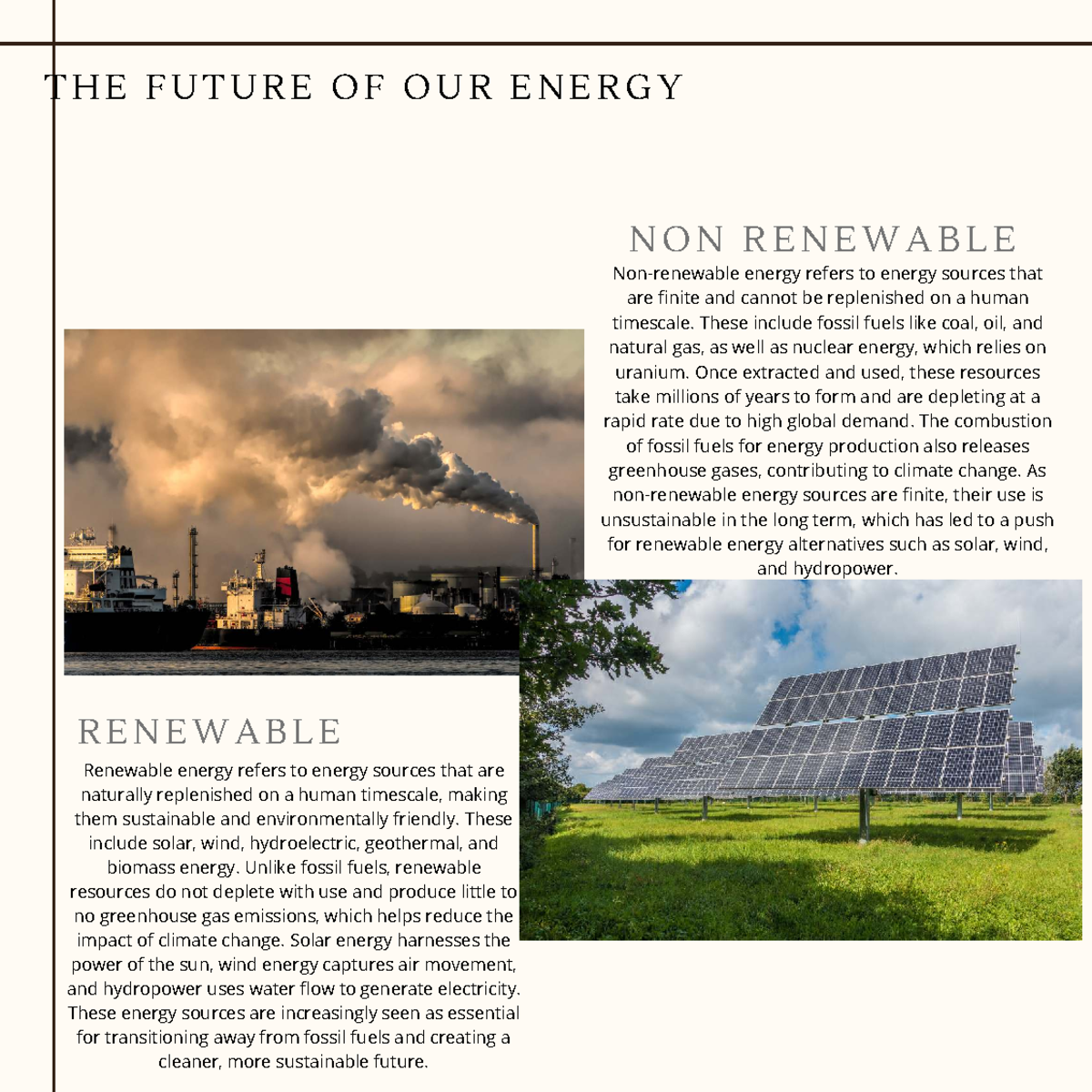 The Future of Our Energy: Renewable vs Non-Renewable Sources - Studocu
