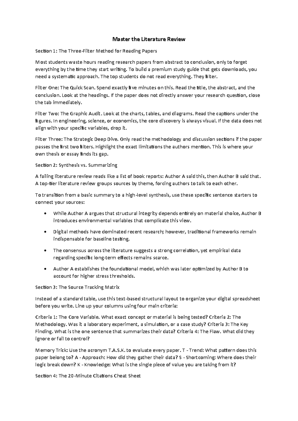 Mastering the Literature Review: A Systematic Approach to Reading ...