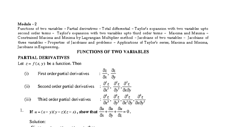 18MAB101T Calculus and Linear Algebra: Functions of Several Variables ...