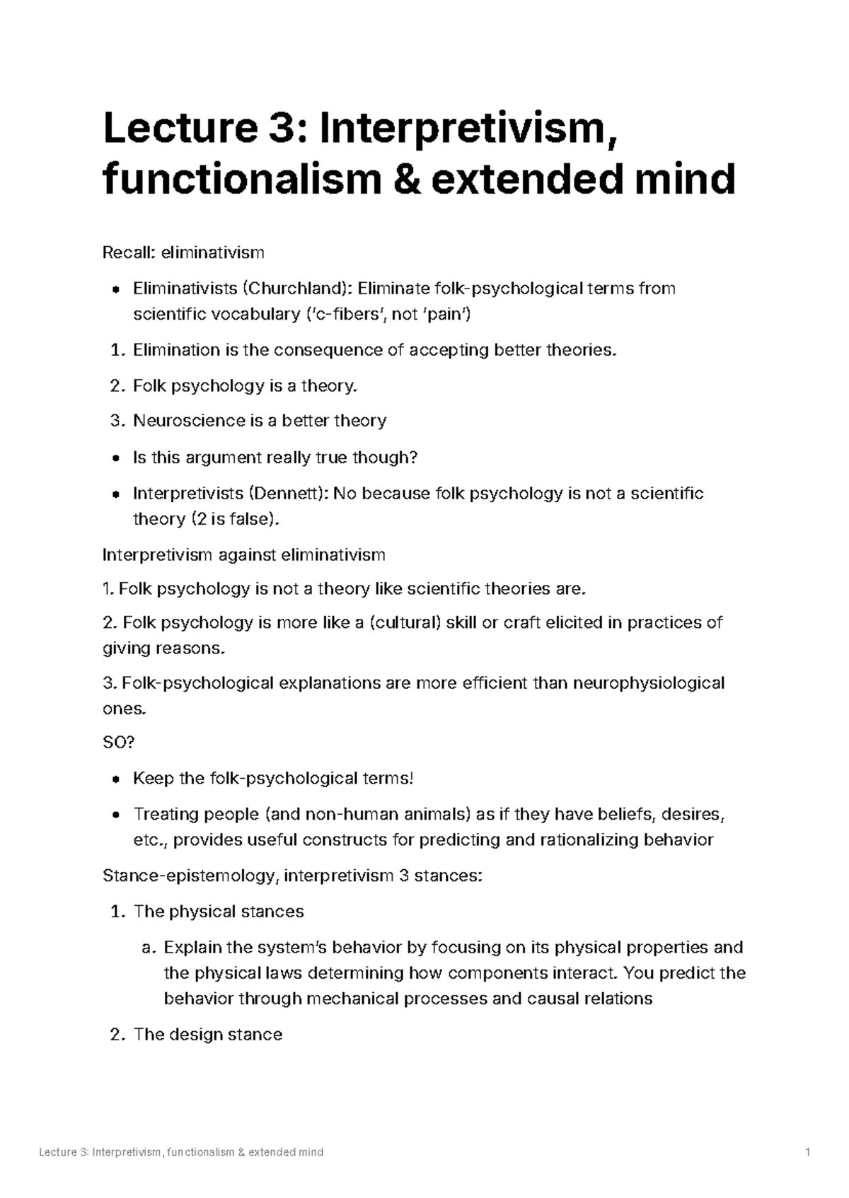 Lecture 3: Interpretivism, Functionalism & Extended Mind Concepts ...