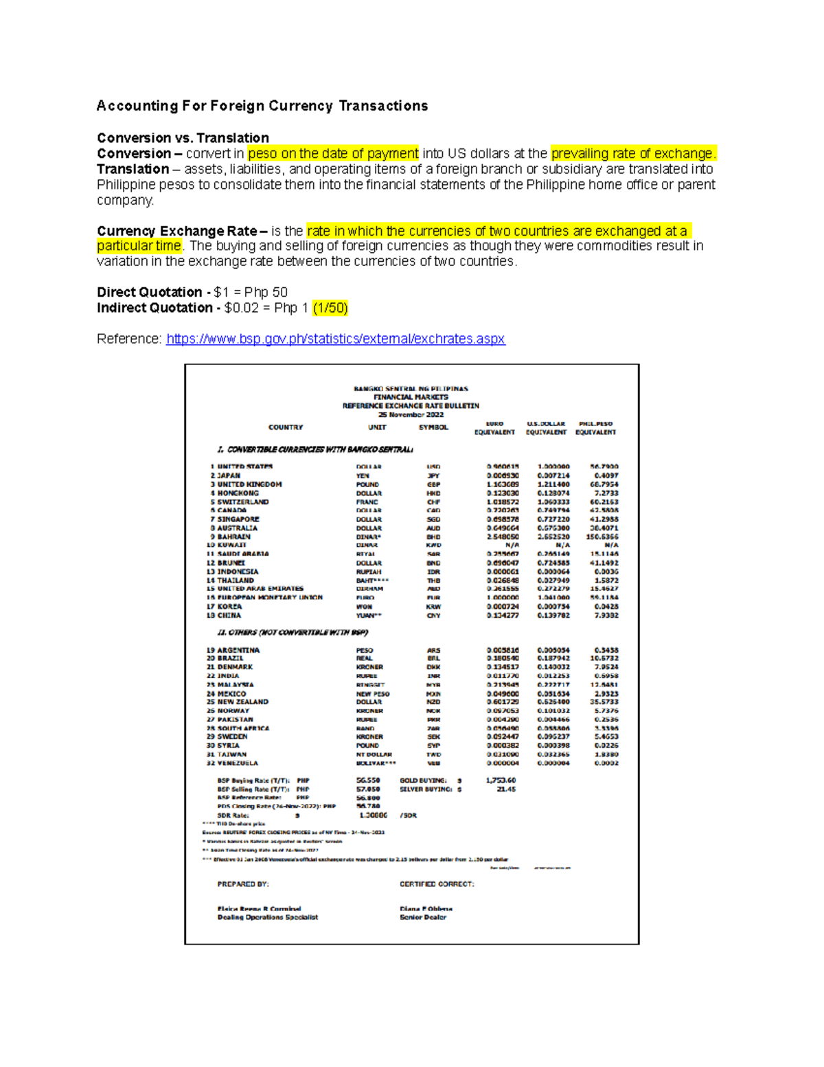 Lesson 8: Accounting for Foreign Currency Transactions and Translation ...