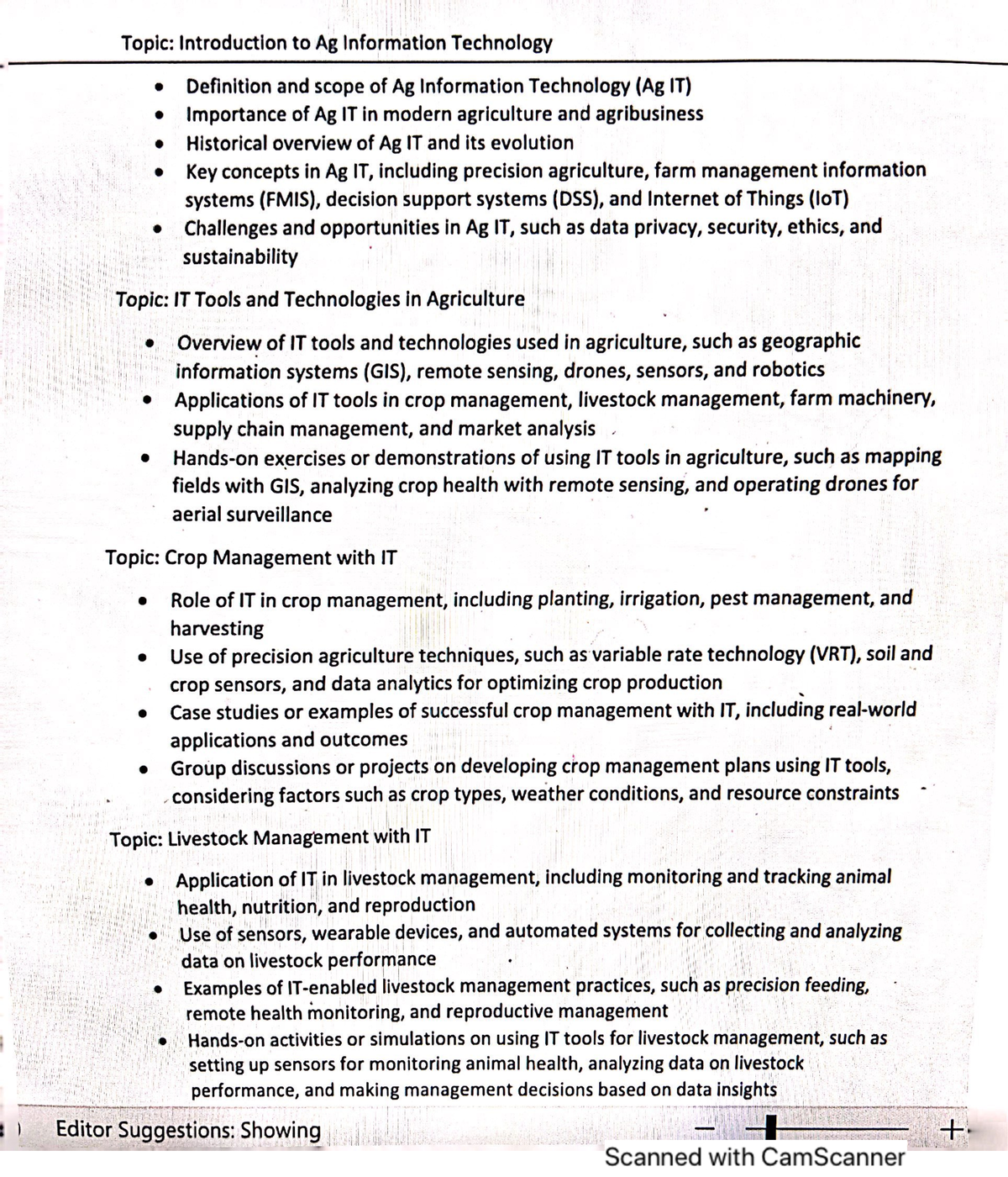 AG340 notes - Topic: Introduction to Ag Information Technology ...