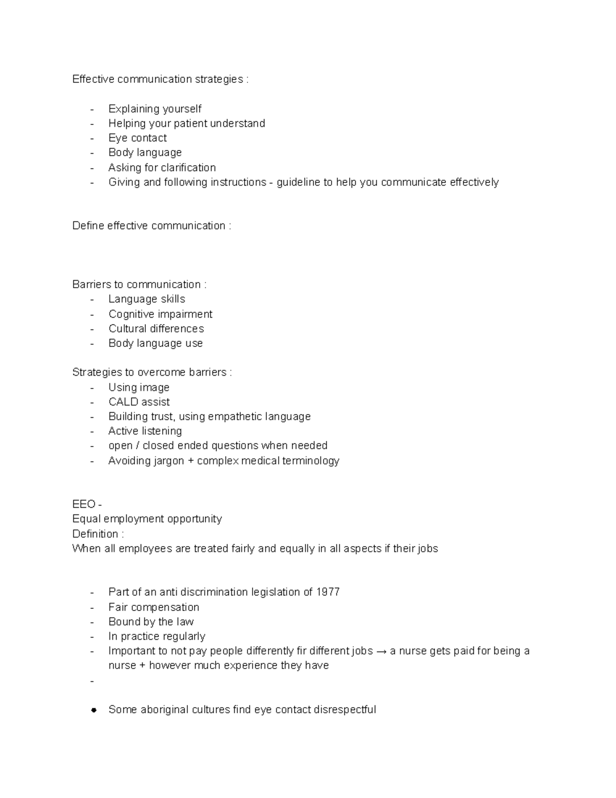 Nursing Notes: Effective Communication Strategies in Patient Care - Studocu