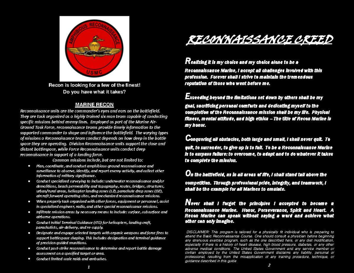 Basic Reconnaissance Course (BRC) Prep Guide for Aspiring Marines - Studocu