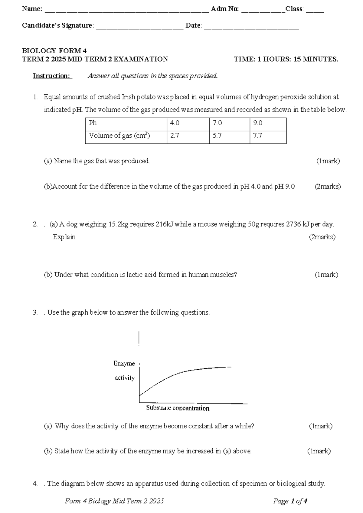 2025 BIOLOGY FORM 4 MID TERM 2 EXAM QUESTIONS - Studocu