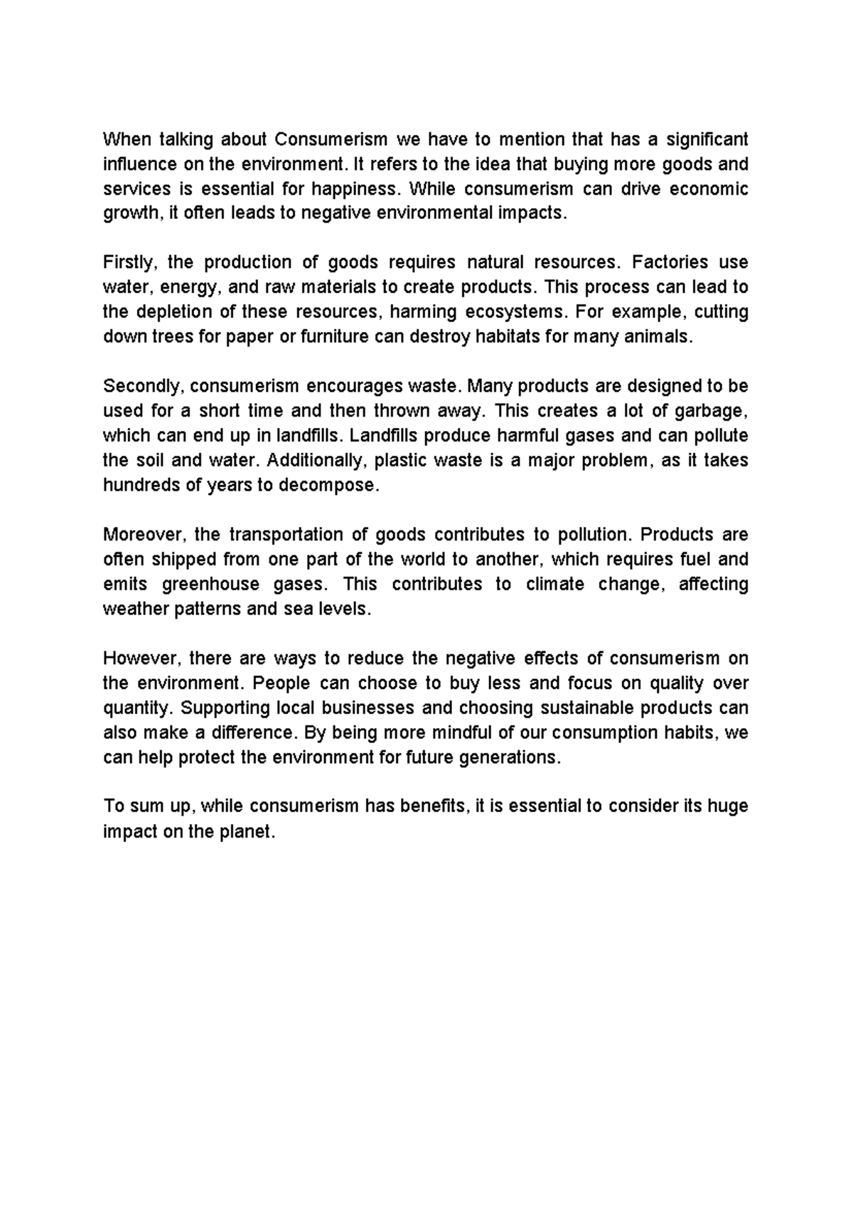 Consumerism and Its Environmental Impact: A Critical Analysis - Studocu