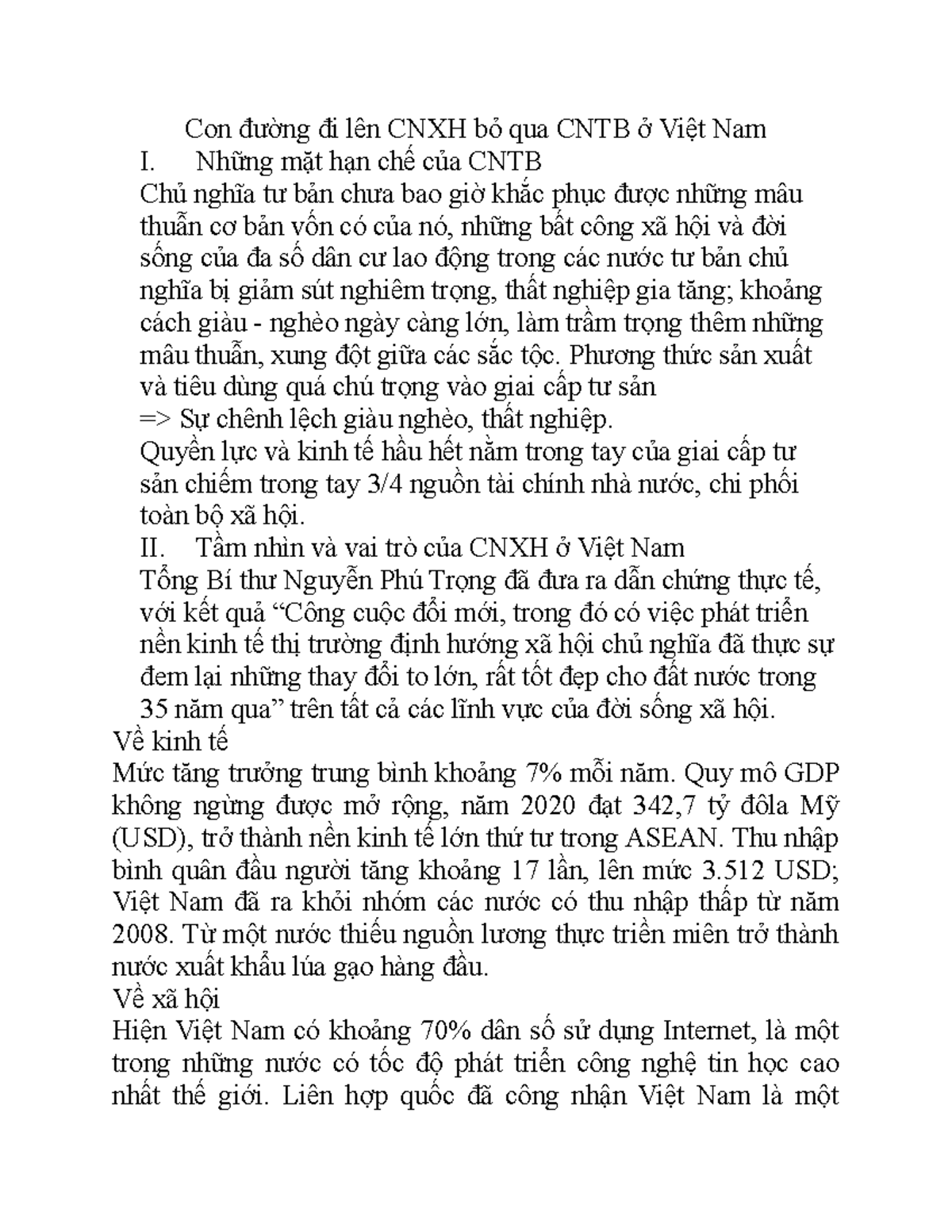 Con đường đi lên CNXH bỏ qua CNTB ở Việt Nam - Những mặt hạn chế của ...